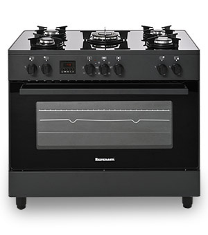 Kuchenka Gazowa 5-Palnikowa Z Piekarnikiem Elektrycznym Kwge-K90 Black | Gastroprofit.pl